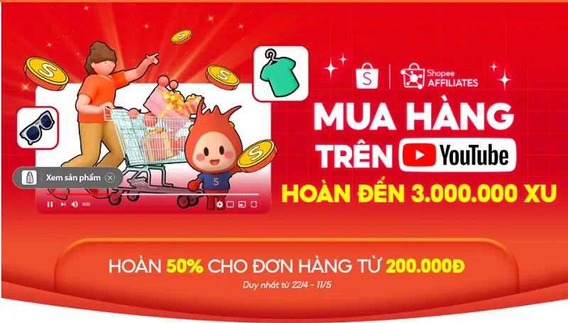 Youtube hoàn xu là gì? Mua hàng Shopee trên Youtube hoàn 50% Xu