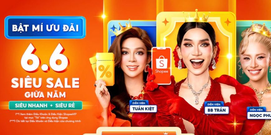 Shopee 6.6 - Siêu Sale Giữa Năm: Giảm 50%, Trúng TV 65 inch
